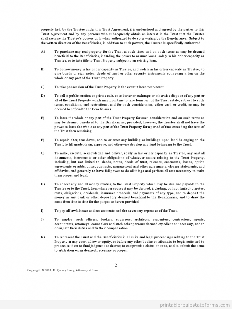 Free Printable TrustAgreement Form (PDF & WORD)