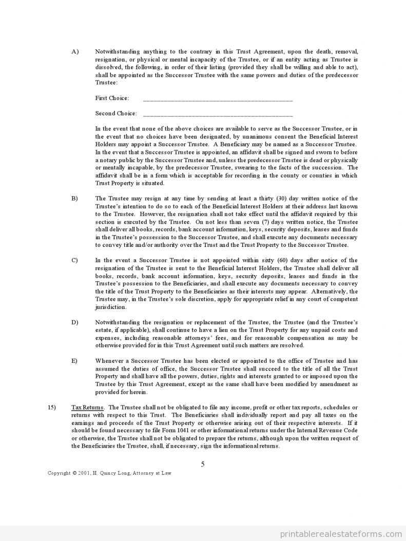 Free Printable TrustAgreement Form (PDF & WORD)