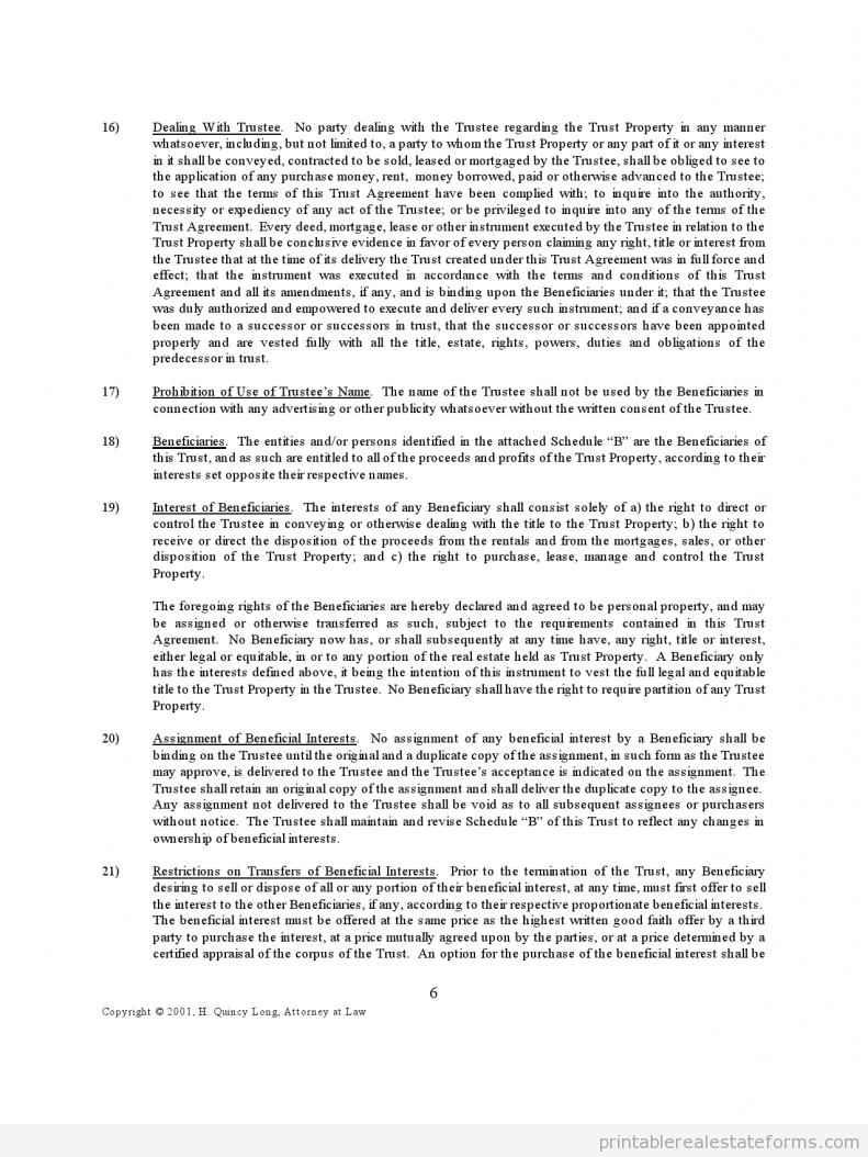 Free Printable TrustAgreement Form (PDF & WORD)