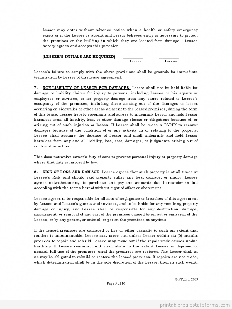 Free Standard Lease Agreement - Standard Rental Agreement