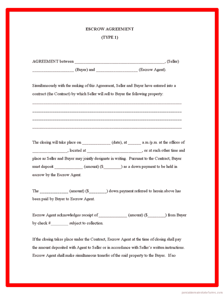 Free Printable Real Estate Escrow Letter Sample (BASIC)