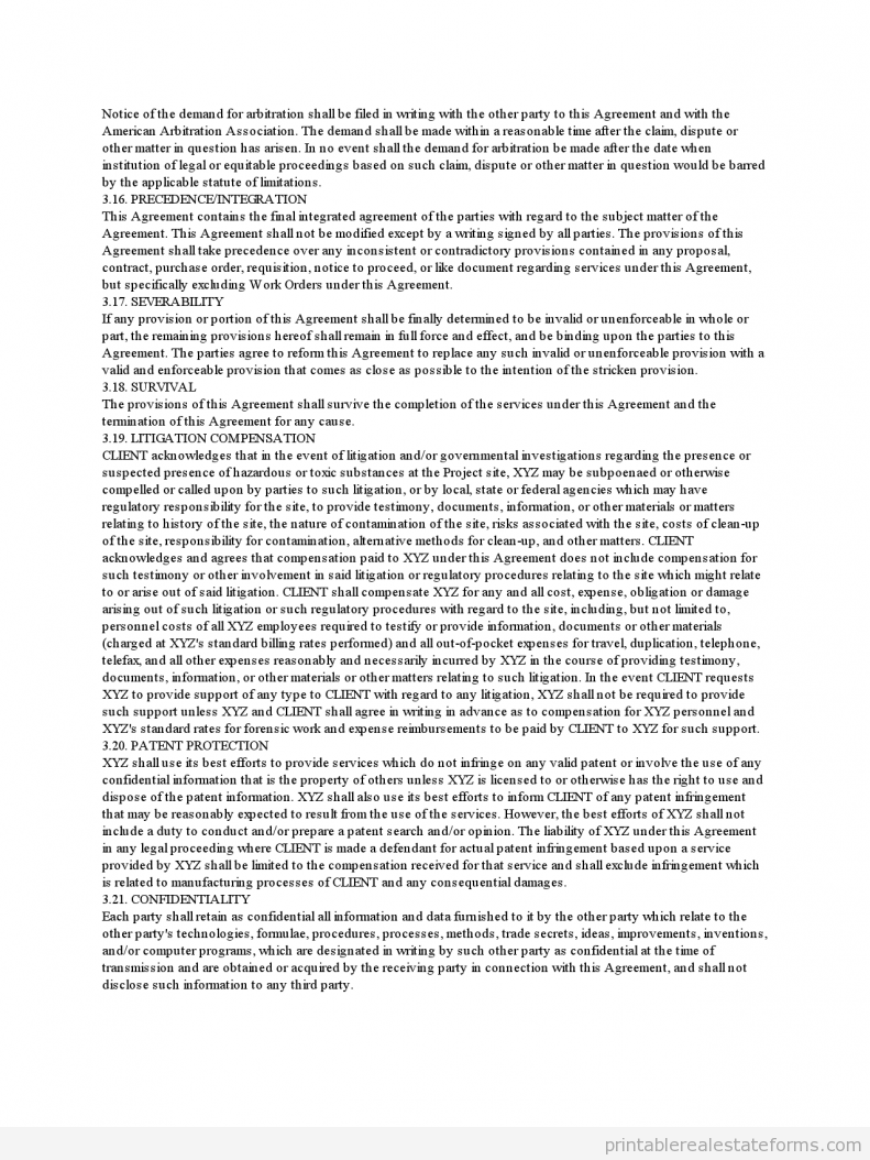 Professional Environmental Services General Agreement