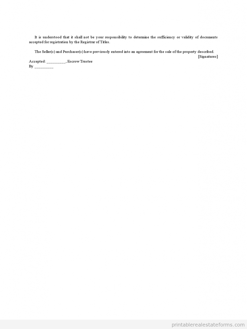 Free Printable Torrens Title -Escrow Form (PDF & WORD)