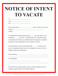 Free Printable Notice Of Intent To Vacate Form (SAMPLE)
