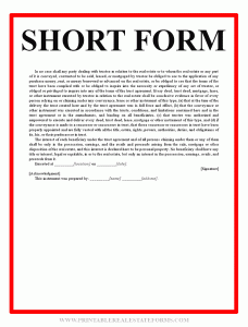 Free Printable Short Form Rental Agreement - PDF & WORD