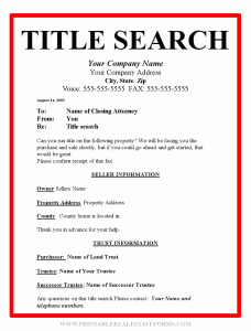 Real Estate Title Search Forms Template (EDITABLE WORD)